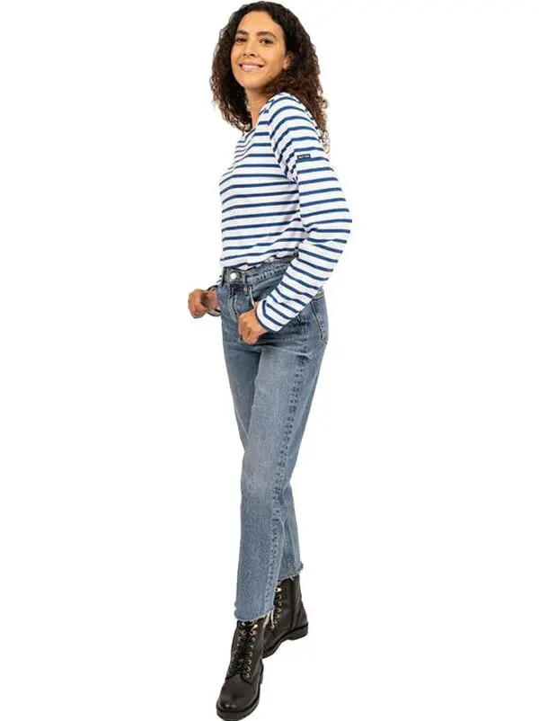 Saint James Minquiers Moderne Striped Shirt - White/royal Blue
