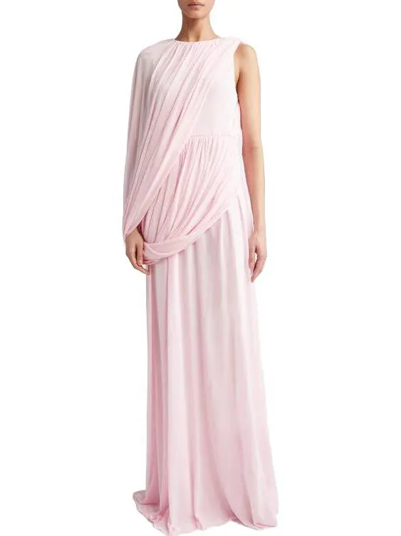 Giambattista Valli Draped One-shoulder Gown - Pale Rose
