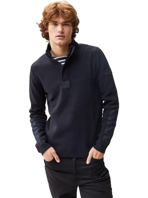 Saint James Loup De Mer Ii Quarter Zip Sweater - Navy