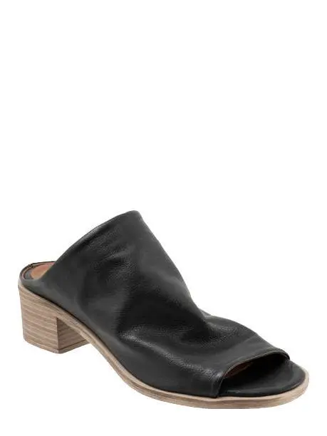 BUENO Leather Block Heel Slide Sandals - Black