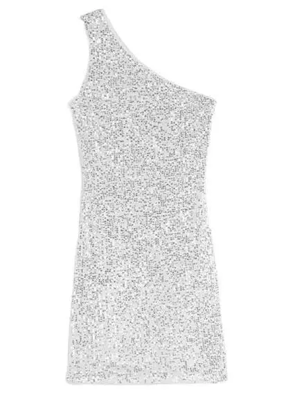 THEME Billie Sequin Dress - White & Silver