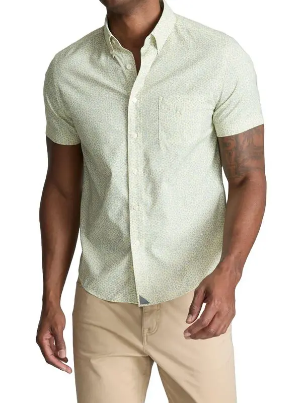 UNTUCKIT Ivers Short Sleeve Performance Button-down Shirt - Yellow