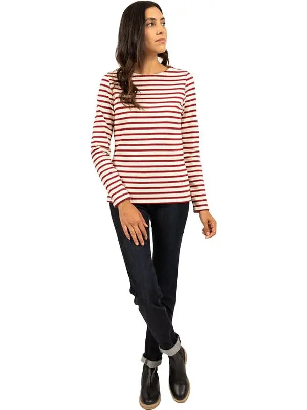 Saint James Meridame Ii Authentic Heavyweight Breton Shirt - Ecru/maroon