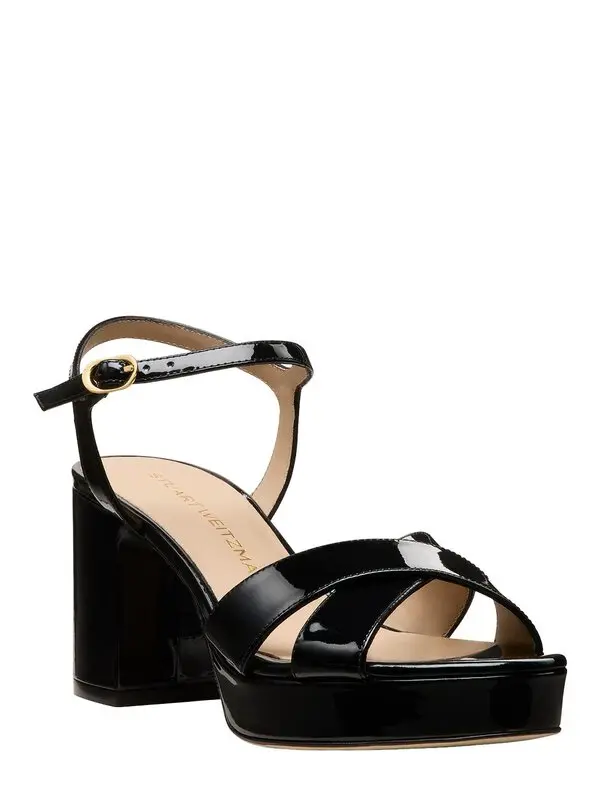 STUART WEITZMAN Dayna Platform 80 Sandal - Black Patent