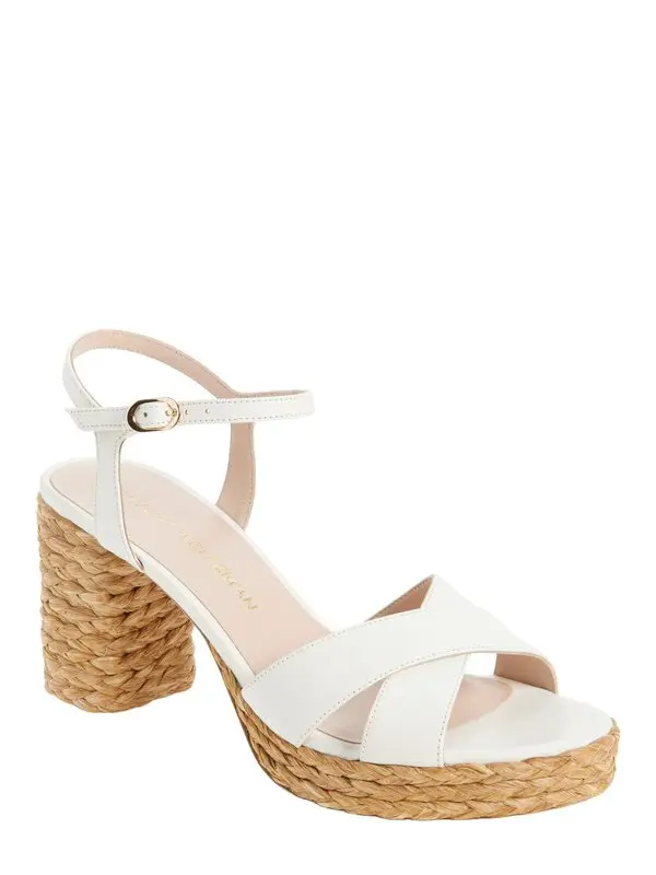 STUART WEITZMAN Dayna Platform 80 Sandal - Cream Smooth Caf/rafia