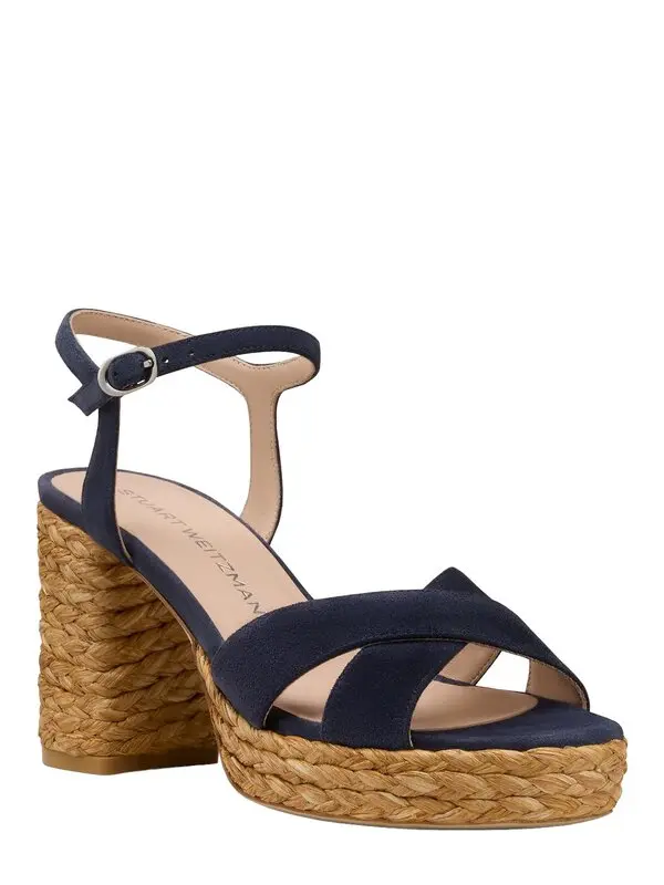 STUART WEITZMAN Dayna Platform 80 Sandal - Nice Blue/natural