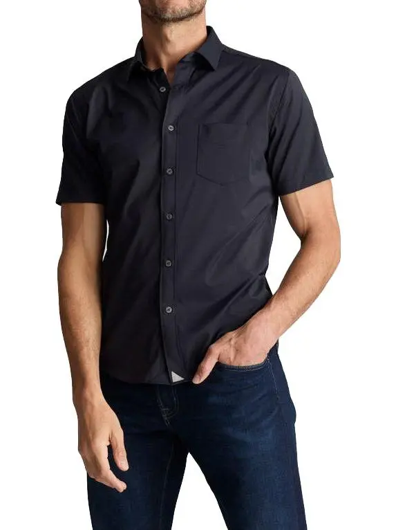 UNTUCKIT Gironde Short Sleeve Performance Button-up Shirt - Black