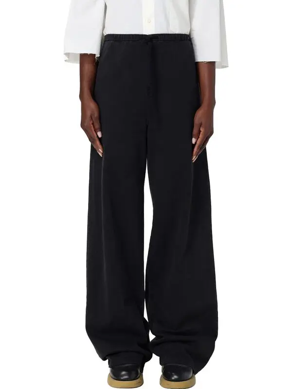 MAISON MARGIELA Wide Leg Trousers With Drawstring Waist - Black