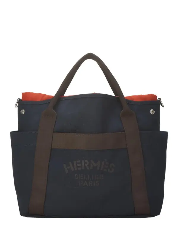 Hermès Canvas Sac De Pansage Grooming Bag - Navy