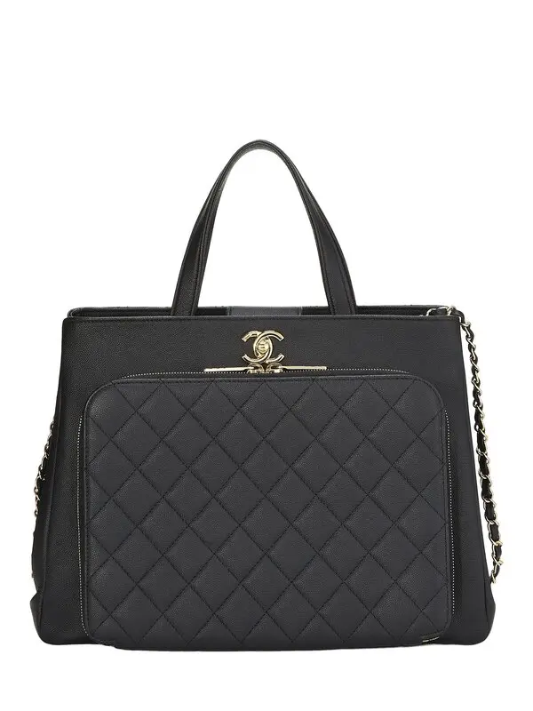 Chanel Quilted Caviar Business Affinity Shopping Bag - Black