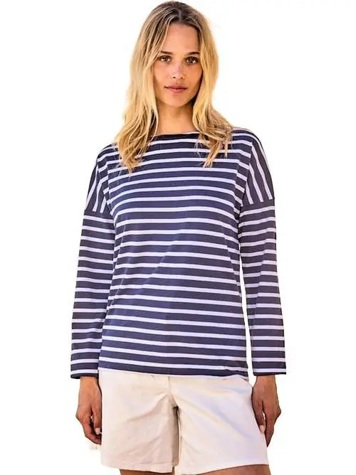 Saint James Minquiers Drop Ii Drop-shoulder Breton Striped Shirt - Navy/white