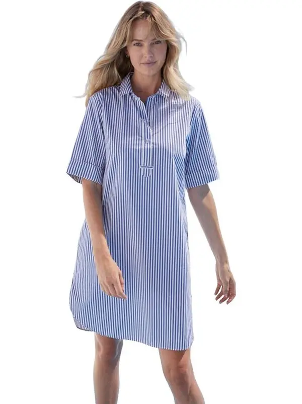 Saint James Leonie Shirt Dress - White/blue