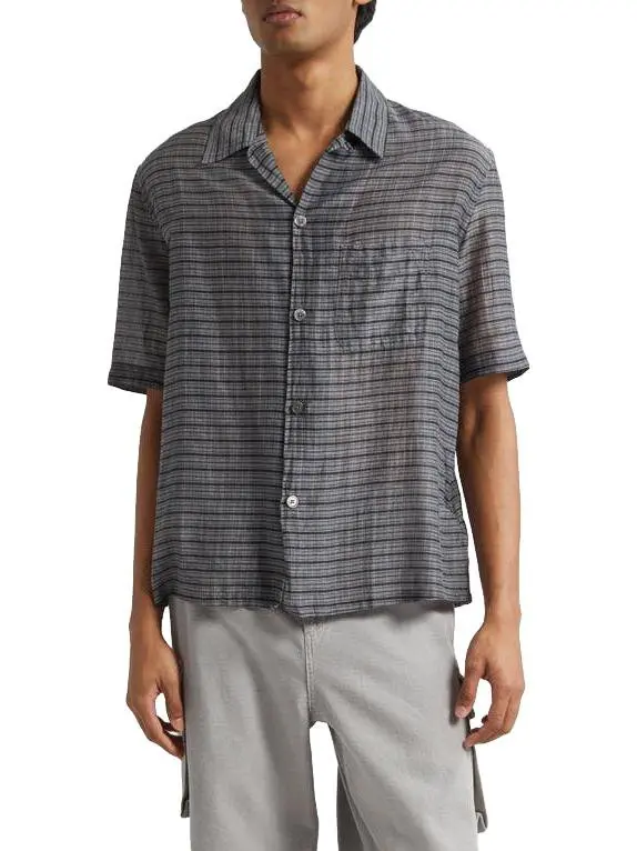 Our Legacy Heusen Picnic Check Short Sleeve Cotton & Silk Button-up Shirt - Picnic Check Cotton Silk