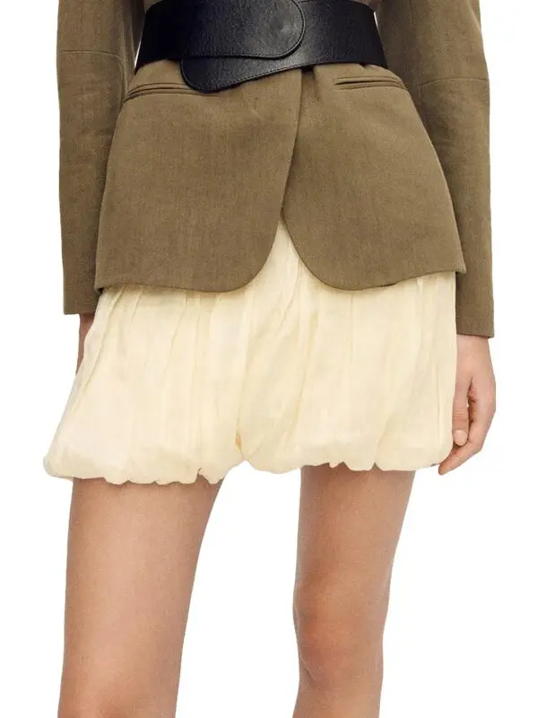 Mango Pleated Mini Skirt - Ecru