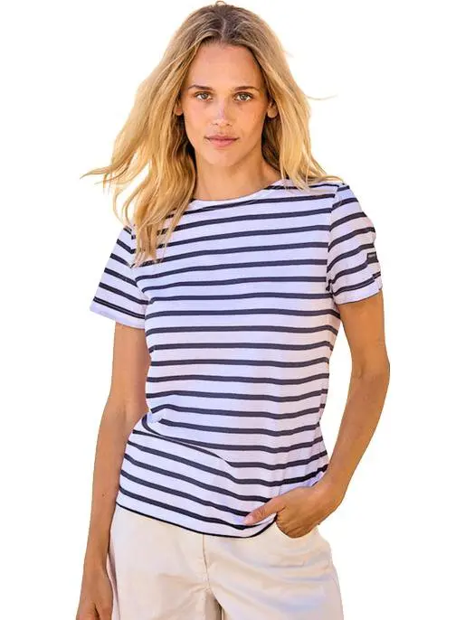 Saint James Etrille Ii Short Sleeve Breton Stripe Tee - White/navy