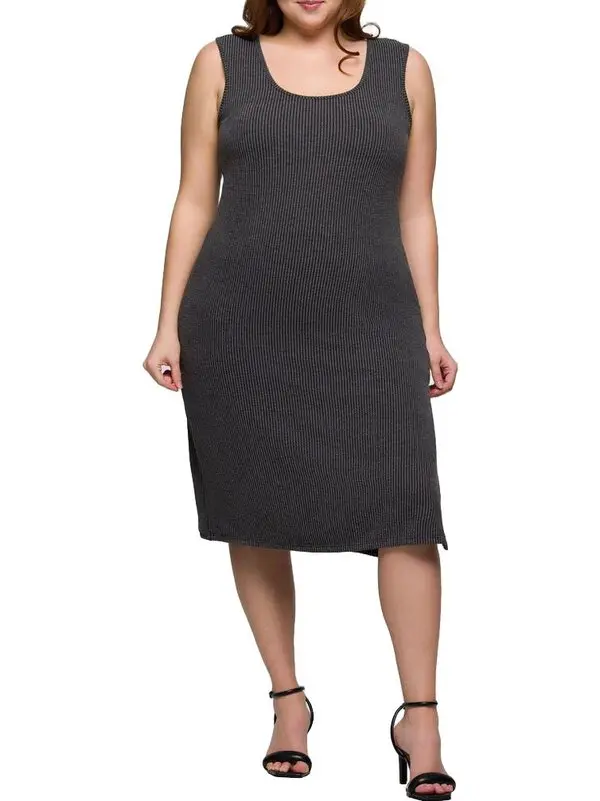 24SEVEN COMFORT APPAREL Sleeveless Ribbed Midi Dress - Black