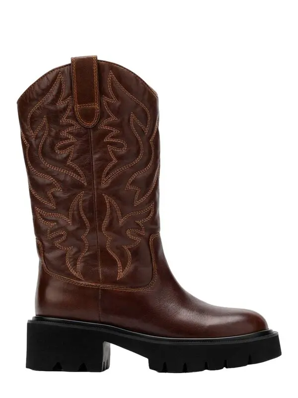MARC NOLAN Daisy Lug Cowgirl Boots - Chocolate