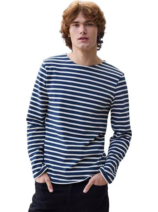 Saint James Meridien Moderne Heavyweight Breton Shirt - Navy/ecru