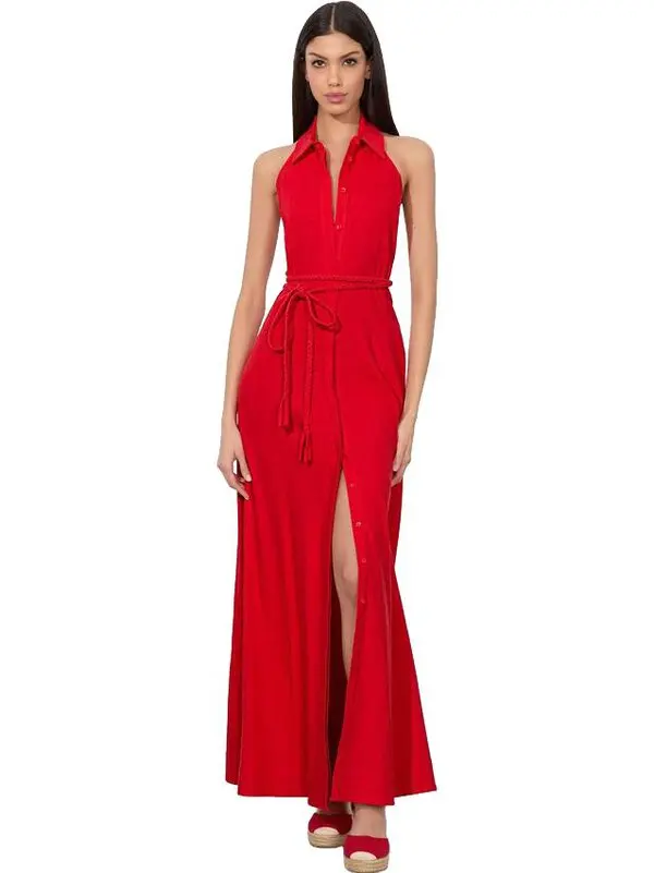 Alice + Olivia Chassidy Linen Maxi Dress - Red