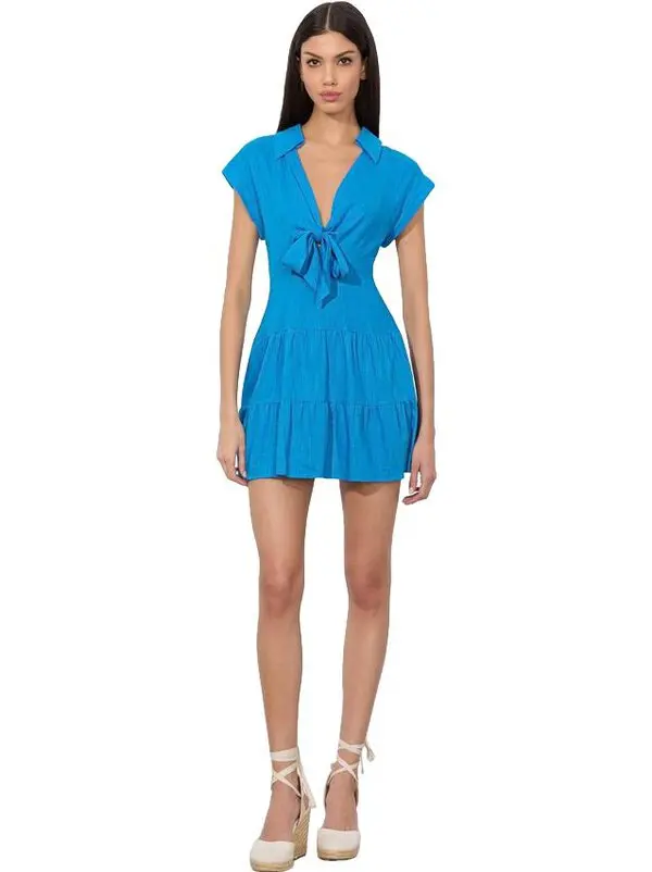 Alice + Olivia Mila Linen Mini Dress - Blue