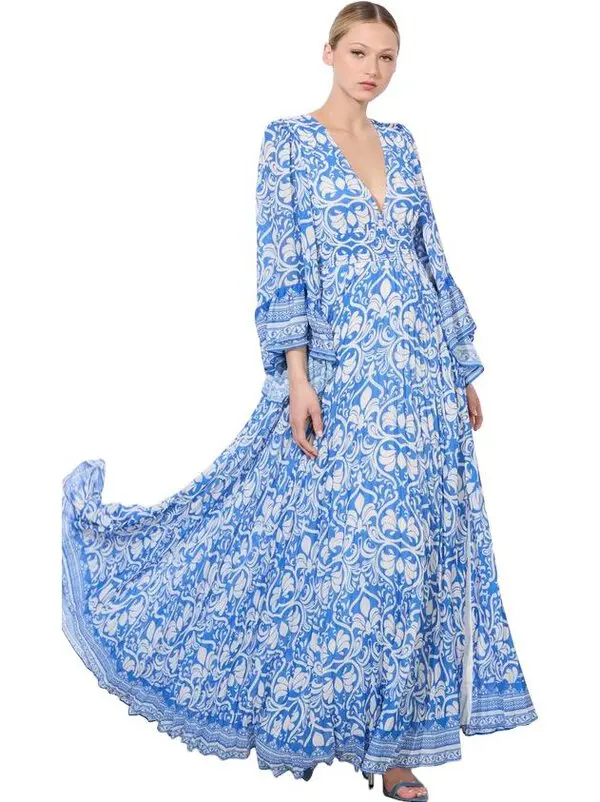 Alice + Olivia Selene Pleated Maxi Dress - Blue
