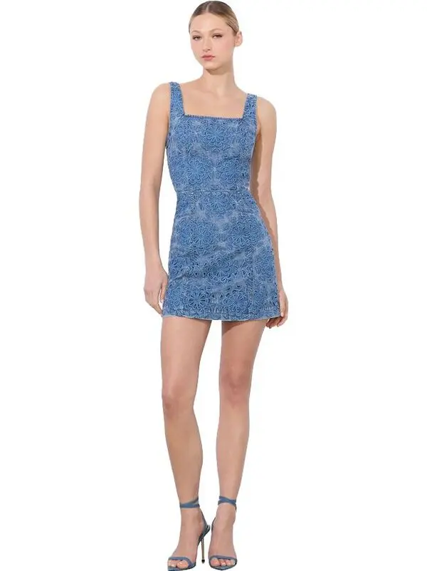 Alice + Olivia Maryann Mini Denim Dress - Blue
