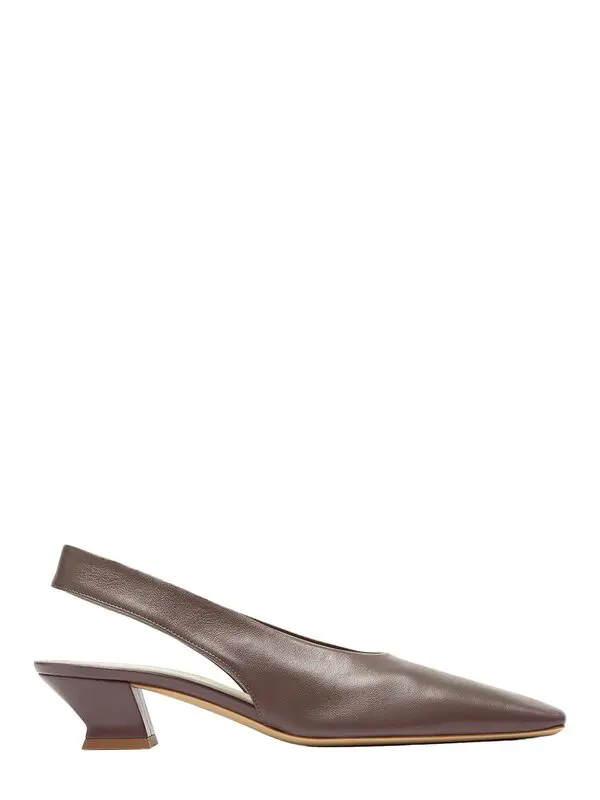 PAUL ANDREW Chisel Leather Slingback Pumps - Brown