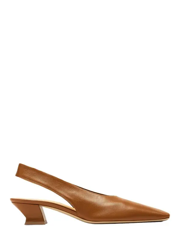 PAUL ANDREW Chisel Leather Slingback Pumps - Neutral