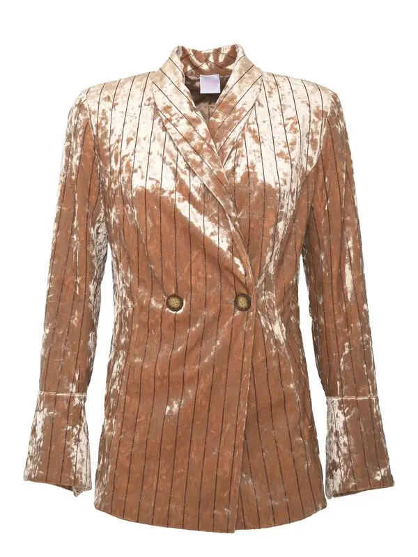 Loretta Caponi Quarzo Striped Velvet Blazer - Neutral