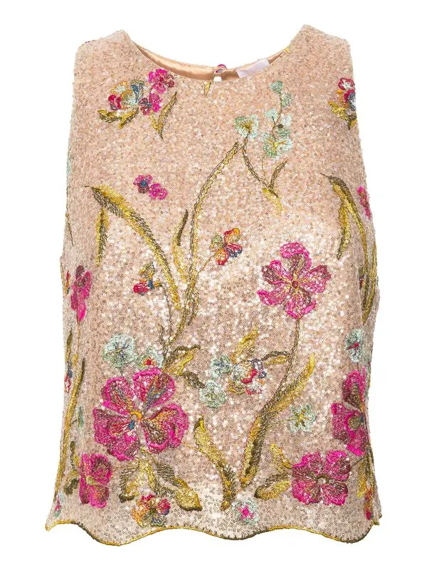 Loretta Caponi Berillo Embroidered Top - Light Pink