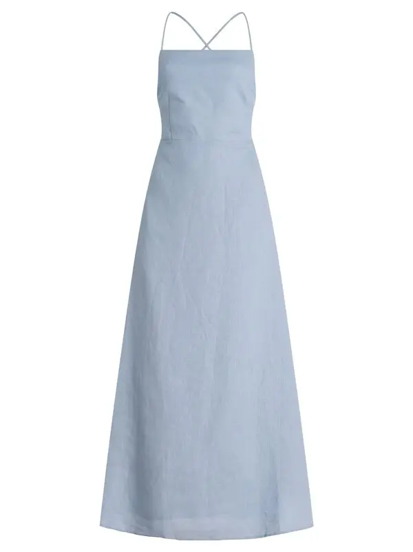 Posse Lori Open-back Linen Maxi Dress - Blue