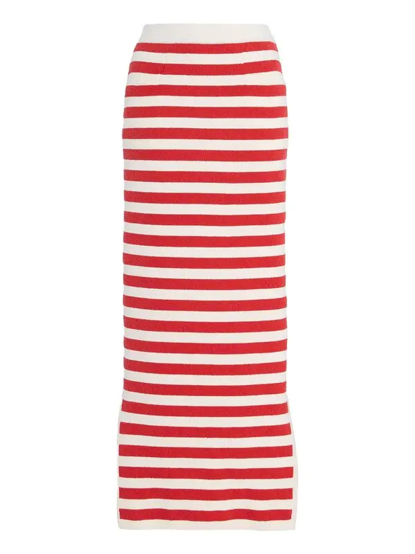 Posse Ari Striped Knit Maxi Skirt - Red