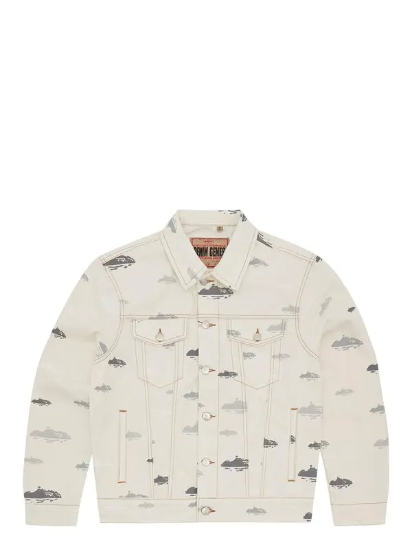 CORTEIZ Alcatraz Pattern Denim Jacket - White