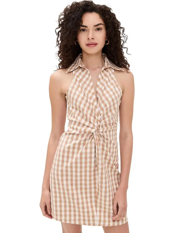 Cinq À Sept Gingham Denim Mckenna Dress - Sahara/light Plaster