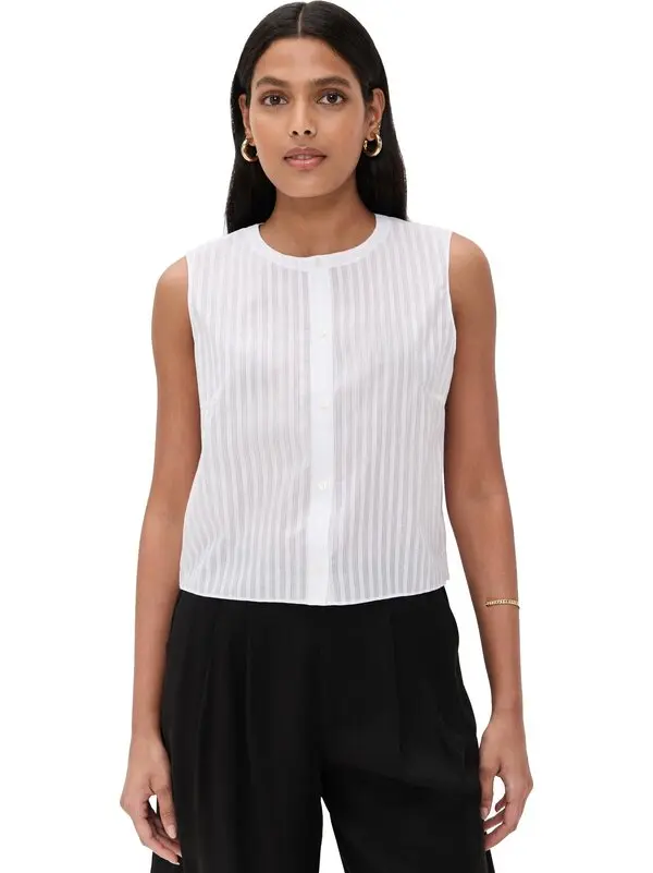 Theory Sleeveless Button-down Top - White