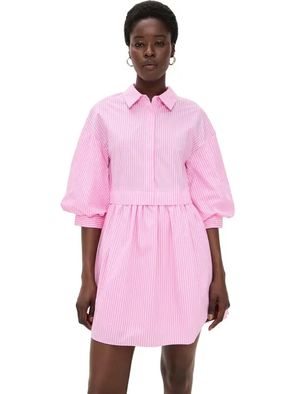 English Factory Striped Poplin Shirt Dress - Pink Stripes