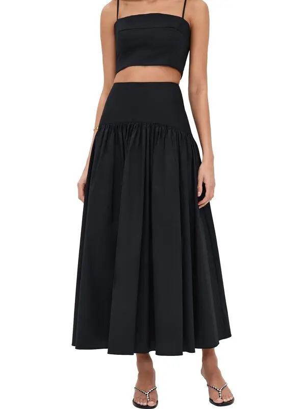 Staud Procida Gathered Poplin Skirt - Black