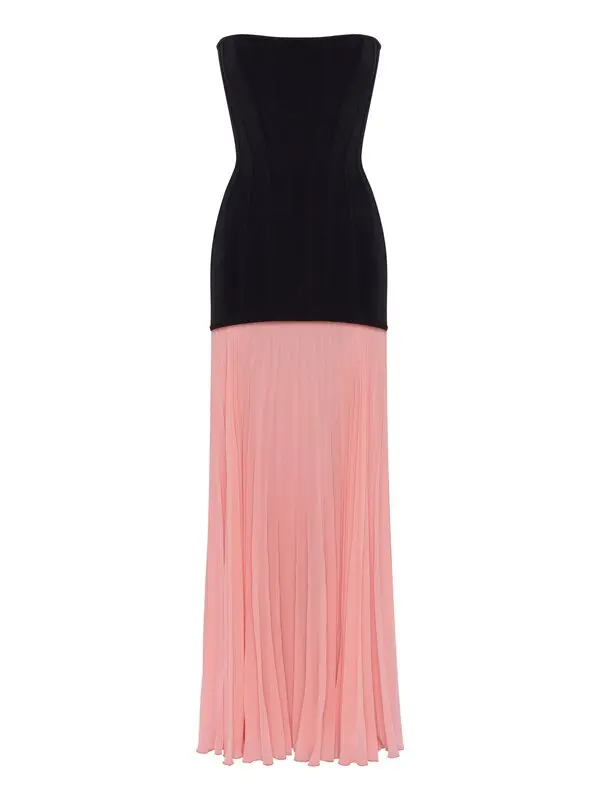 MILLA Sleeveless Dress With Pleated Skirt - Black&pink