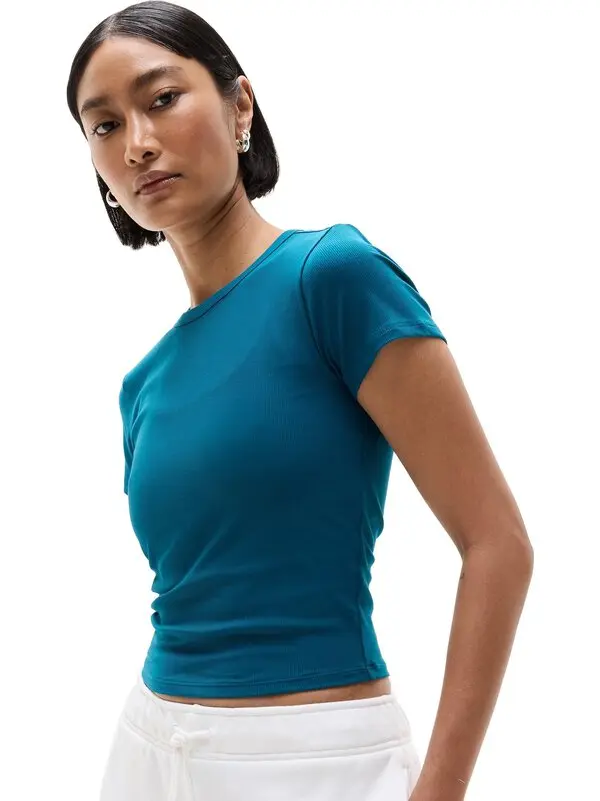 Athleta Signature Rib Crop Tee - Coastal Teal