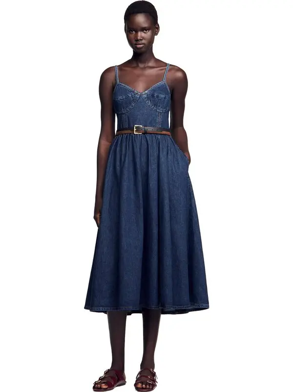 Sandro Midi Denim Dress - Blue Jean