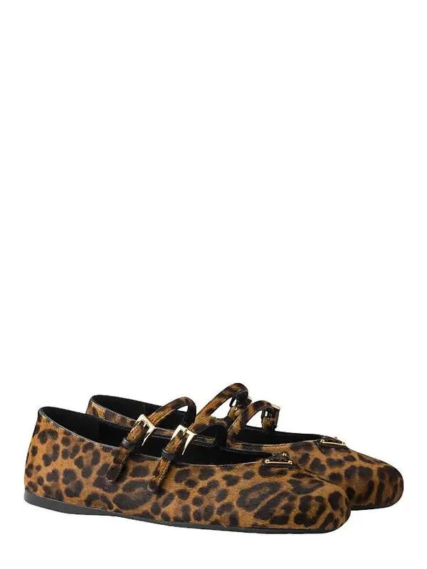 Prada Printed Leather Ballerinas - Neutral
