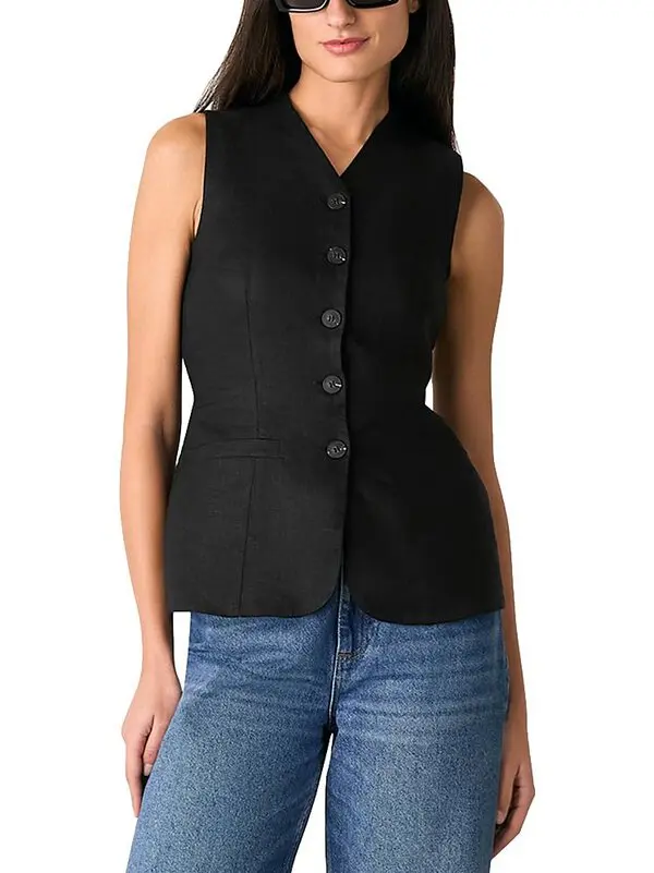 Whistles Molly Linen Waistcoat - Black