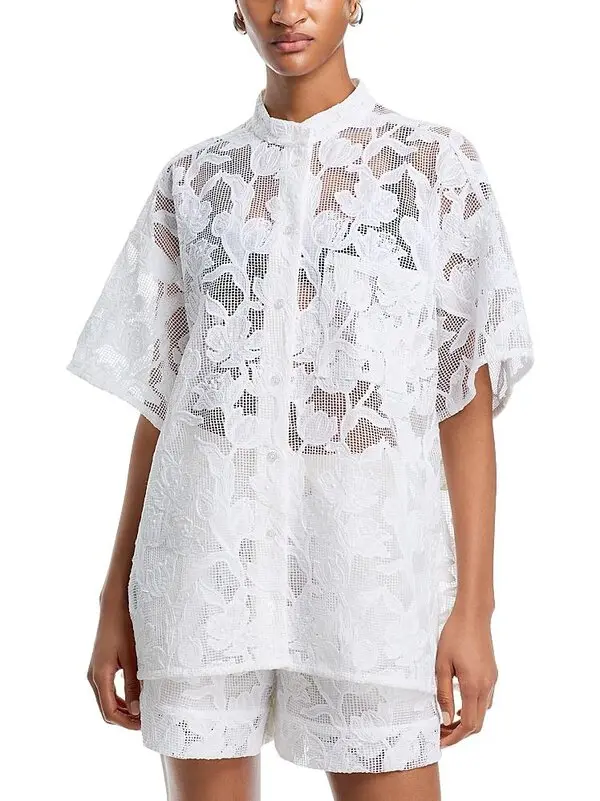 Essentiel Antwerp Oversized Floral Lace Shirt - White