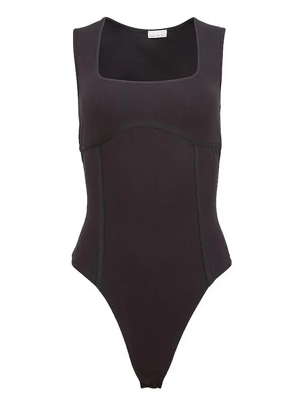 Fleur Du Mal Square Neck Bodysuit - Black