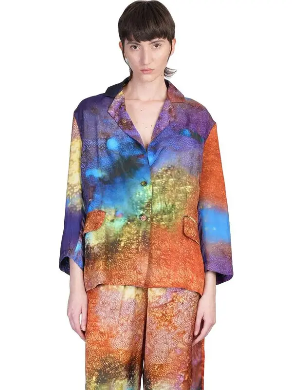 YAVI Printed Viscose Blazer - Multicolor