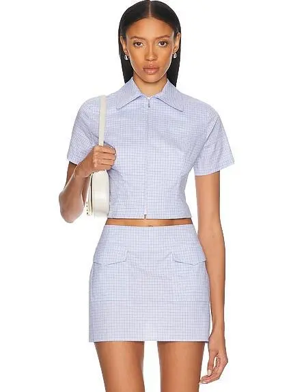 ALFIE Sulta Top In Poplin - Blue Checkered