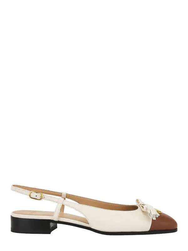 Valentino Garavani Valet Du Roi Ballerina Flat - Butter White & Tobacco