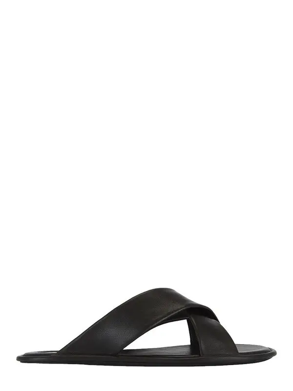 Saint Laurent Talha Flat Sandal - Harris Eagle Brown