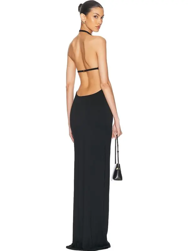 Eterne Vivian Halter Maxi Dress - Black