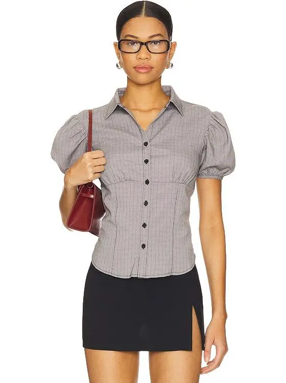 Lioness Mon Cheri Blouse - Onyx Gingham
